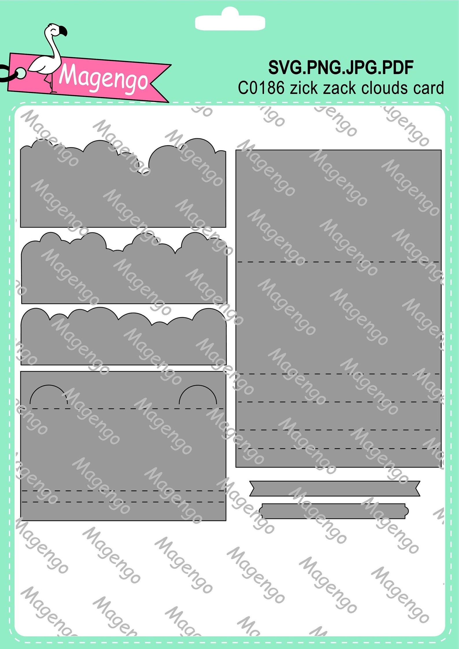 Zick Zack Clouds Card Svg Files Printable Silhouette File | Etsy