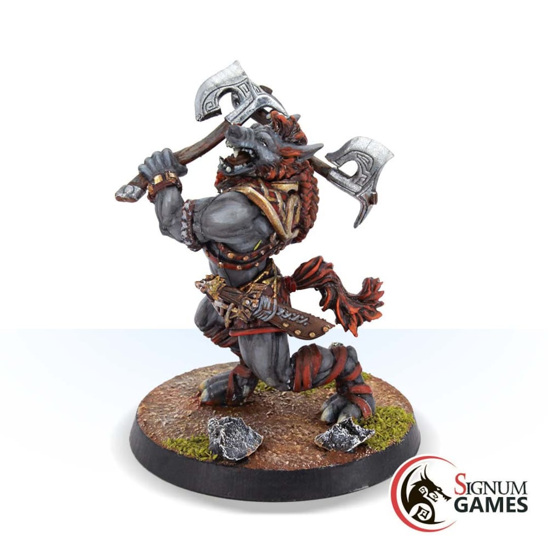 Barbarian Berserk Wolfen Miniature for Tabletop PRG, Kevarr the Furious ...