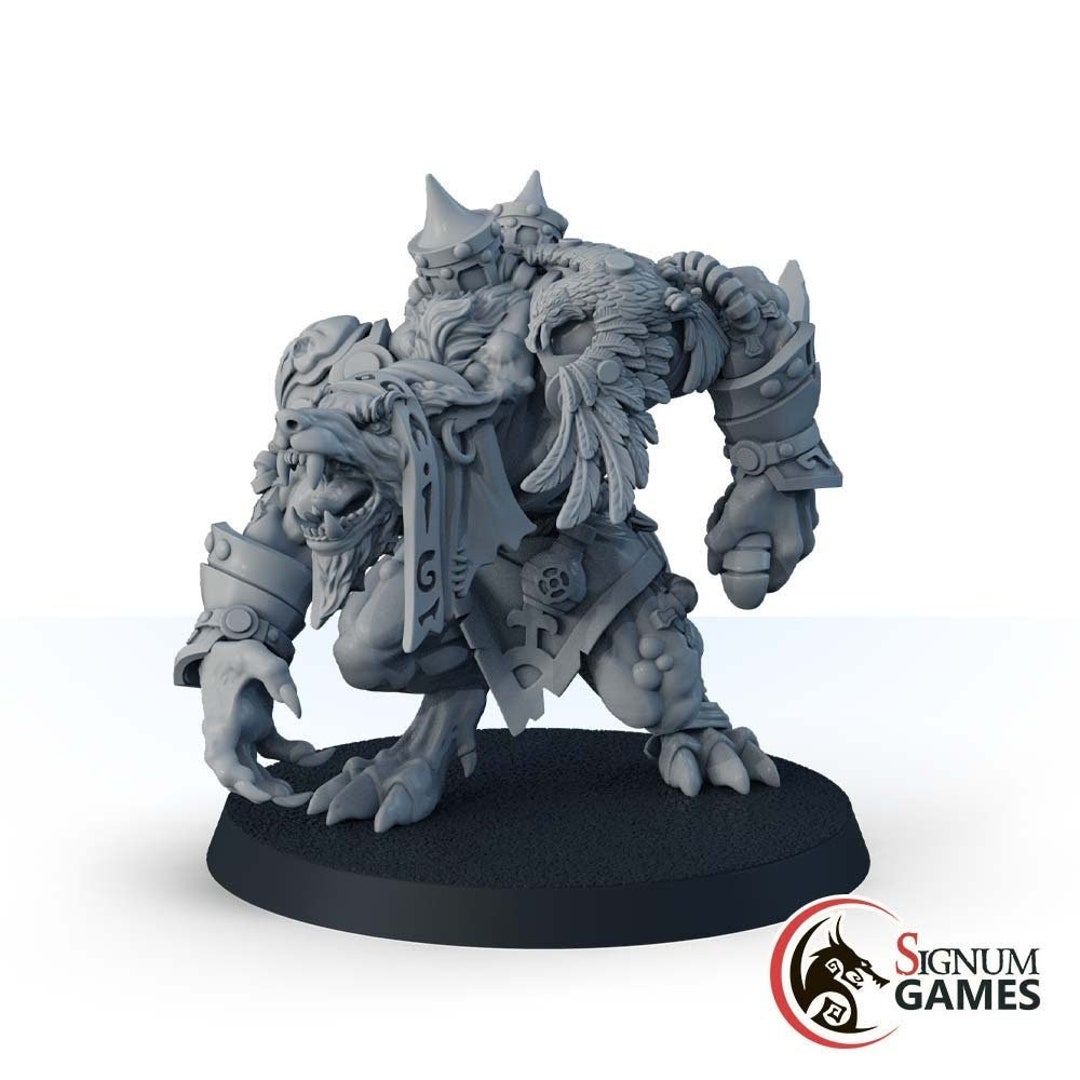 Barbarian Berserk Wolfen Miniature for Tabletop PRG Beastman - Etsy