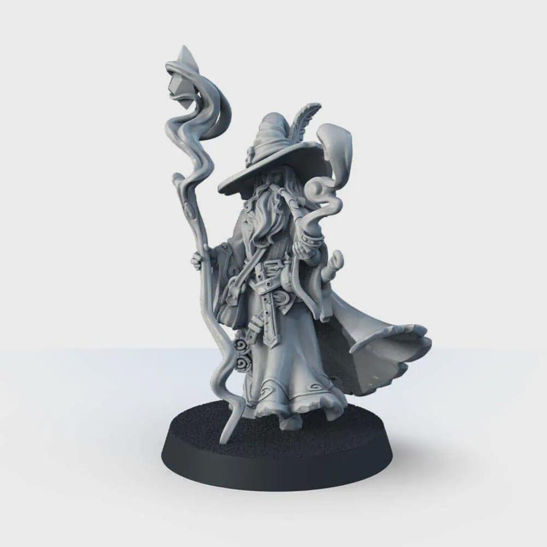 Grey Wizard DND Wargame Miniature, Fantasy Caster Rogue Figure, 3D ...