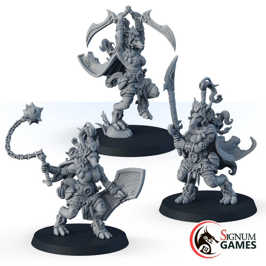 Wolfen Warriors Miniature, Moonsisters Set, Fantasy Female Beastman ...