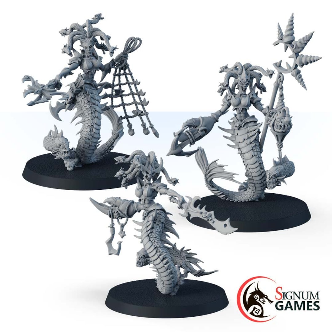Fantasy Miniatures, Dark Mermaids Set, Unpainted Miniature Monster Boss ...