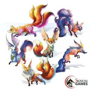 6pc Kitsune Fox Miniature, 32mm and 28mm Minions of Kitsune Clan Set ...