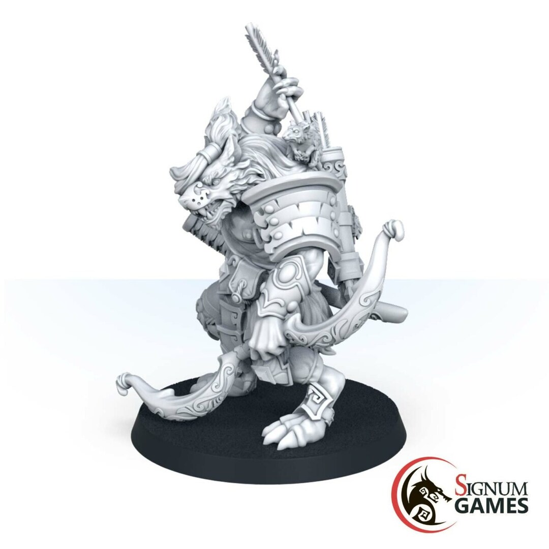 Fantasy Wolfen Archer Miniature, Wolf Unpainted Epic Miniatures, Masaru ...