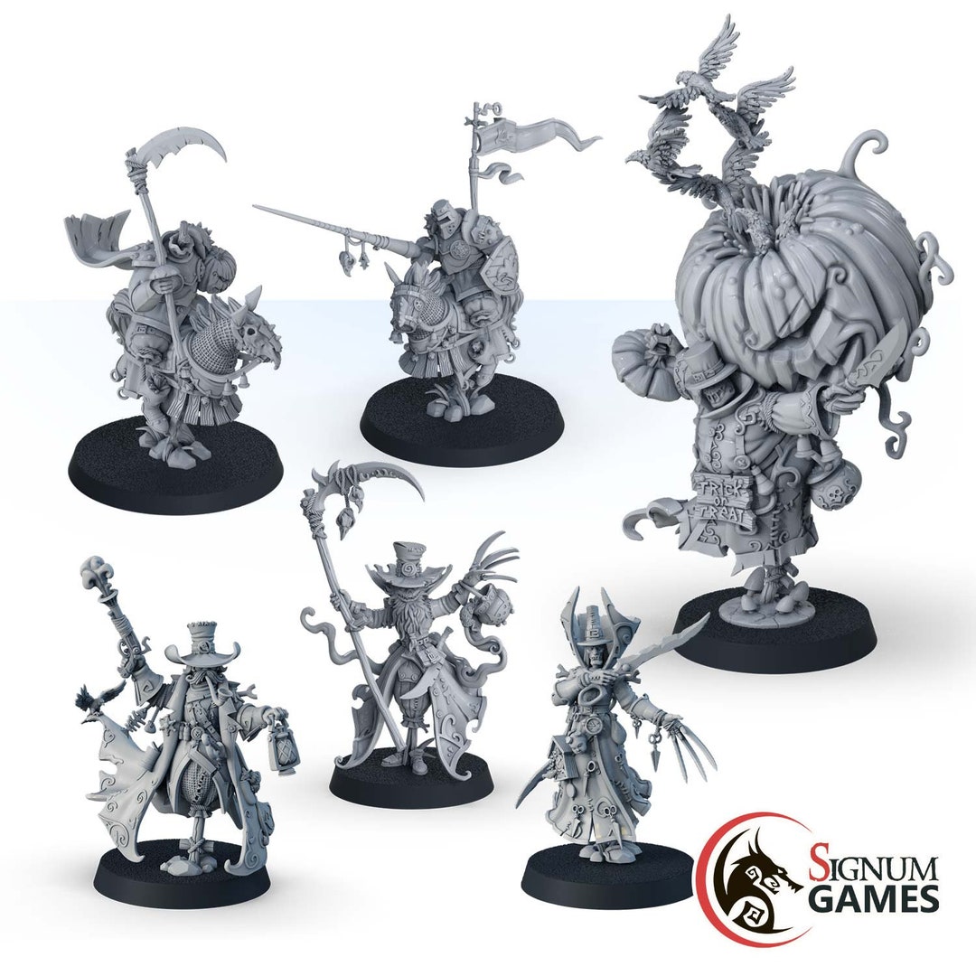 Scary Set of 6pc Halloween Miniature, Horror Models Set, 32mm 28mm ...
