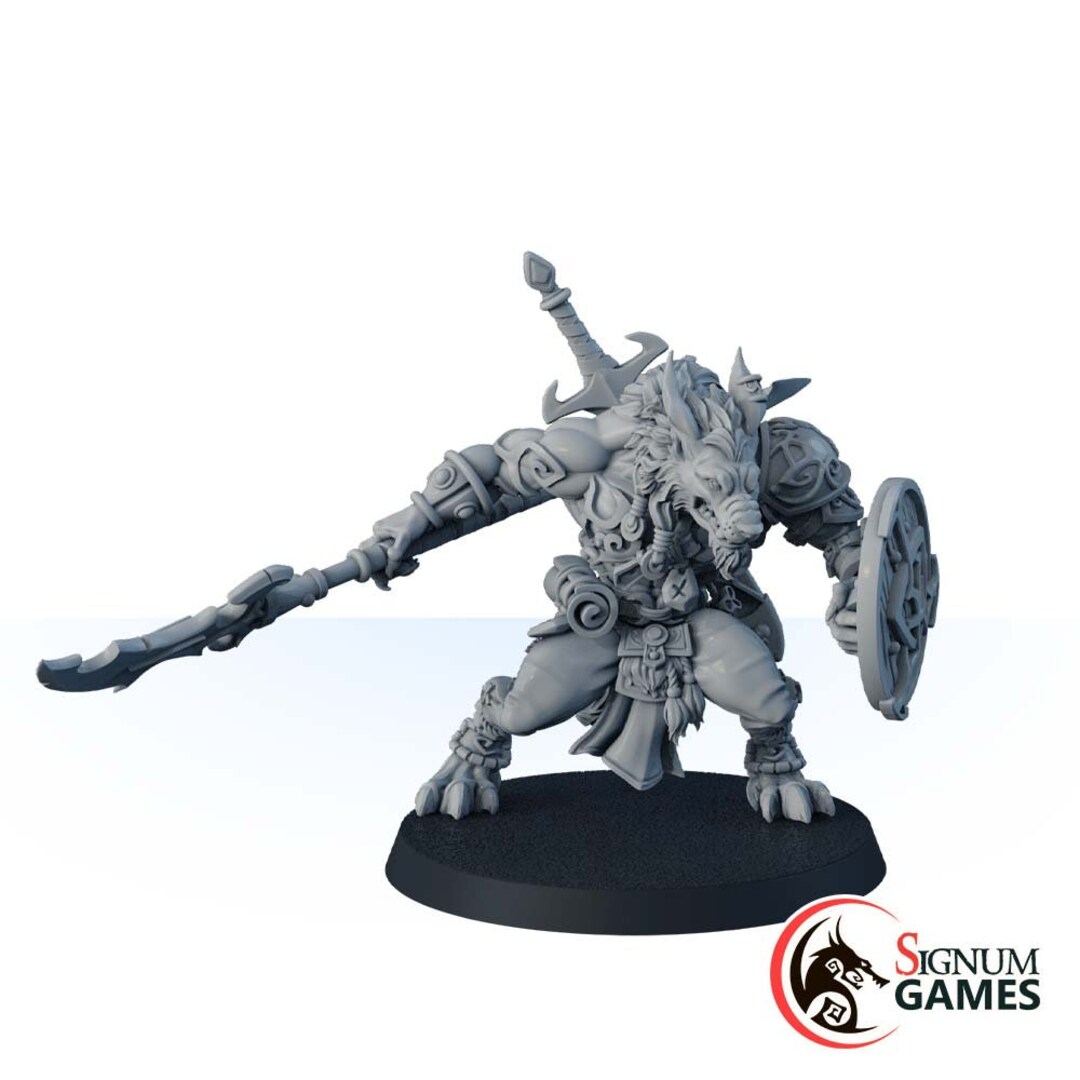 Wolfen Warrior With Spear, Fantasy Tabletop RPG Miniature, 32mm 28mm ...