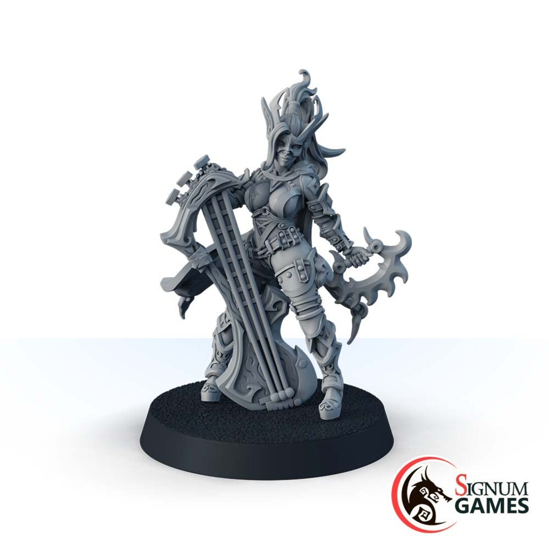 Dark Elf Fantasy Bard Miniature 28mm, 32mm, Scale Resin Miniature, Drow ...
