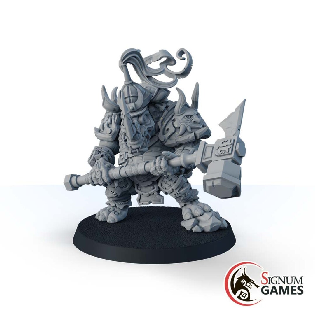Warrior Rhino Beastman Miniature, Yoshi, the Castle Crusher, 32mm 28mm ...