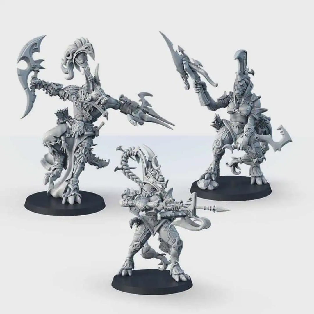 Wolfen Torment Huntresses DND Set of Warriors, Tabletop Beastman ...