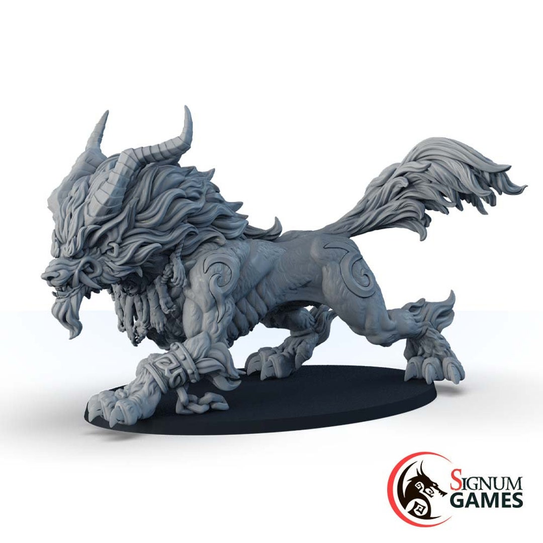 Magical Creature, Beast Miniature, Fenrir, Forever Hungry, 32mm 28mm ...