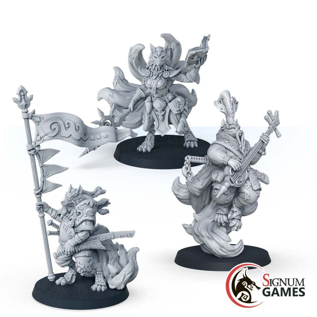 Kitsune Clan Miniature Set Dungeons and Dragons, DND 3D Resin Unpainted ...