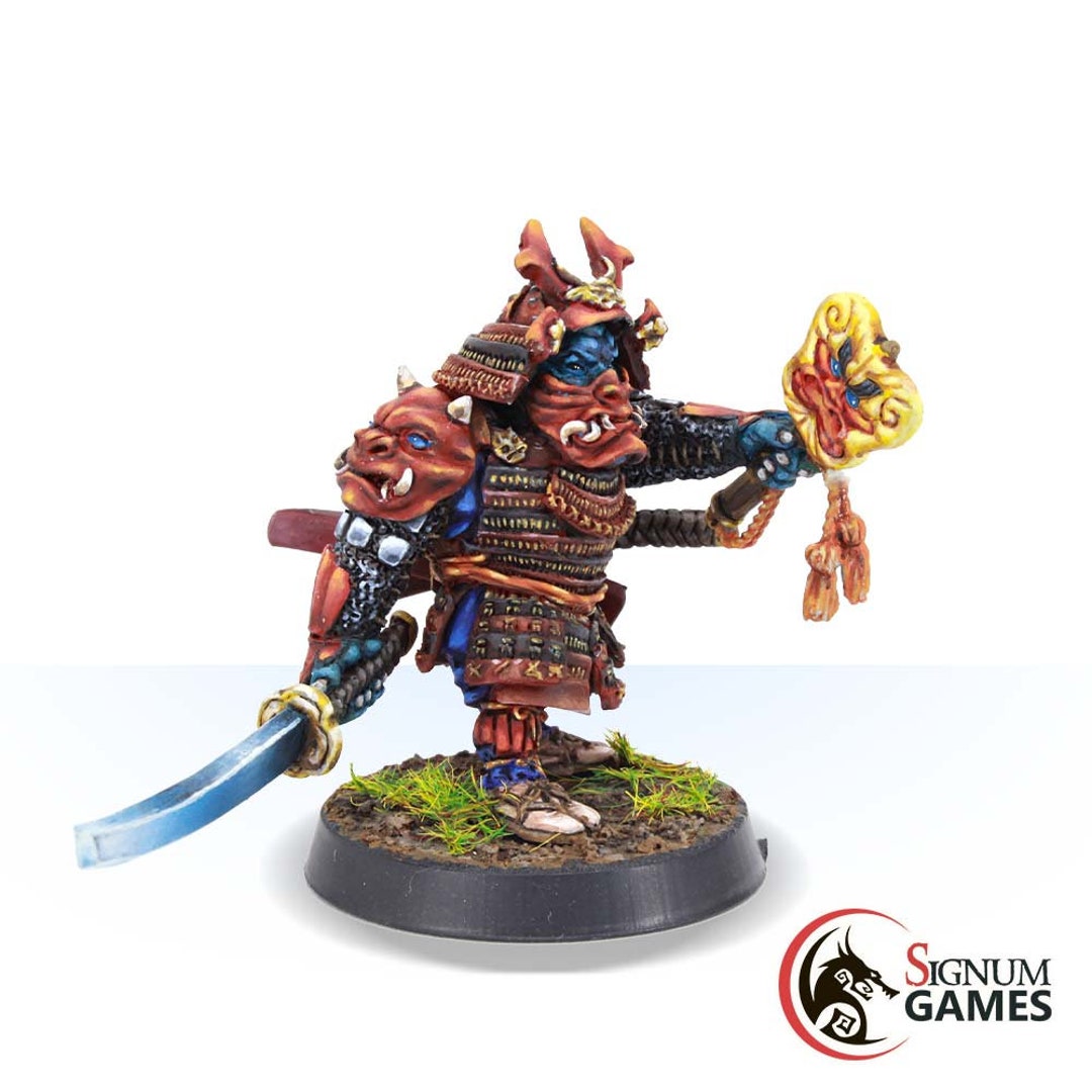 Orc Warrior 32mm Scale Painted Mini, Makoto the Samurai Orc, Samurai 3D ...