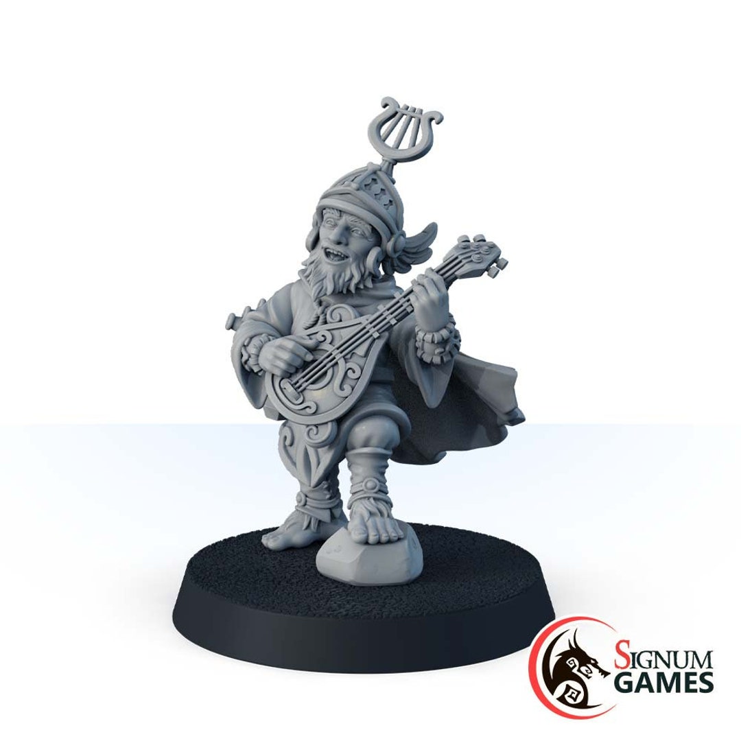 Fantasy Bard Miniature, 28mm, 32mm Scale Resin Miniature, Halfling Bard ...