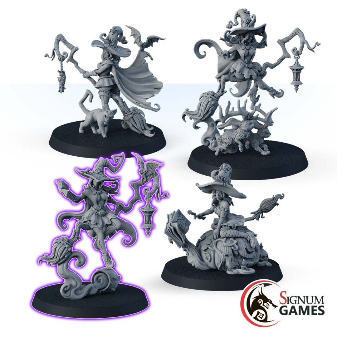 Witch Set Unpainted Miniature Witches’ Sabbath, Pumpkin Witch, Charming ...