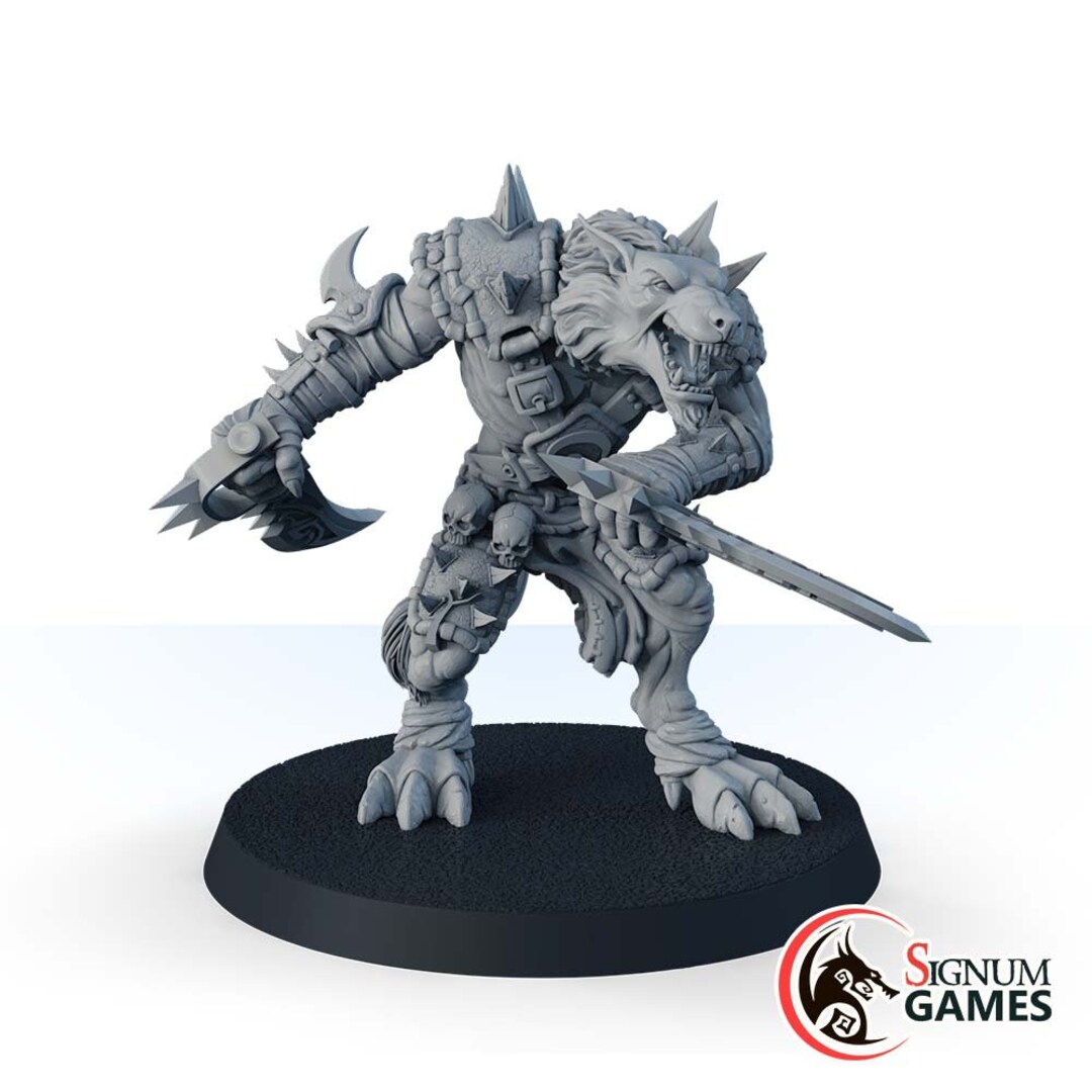 Warrior Wolfen Resin Cast Miniature, Mallt Great Fang, 32mm 28mm Scale ...