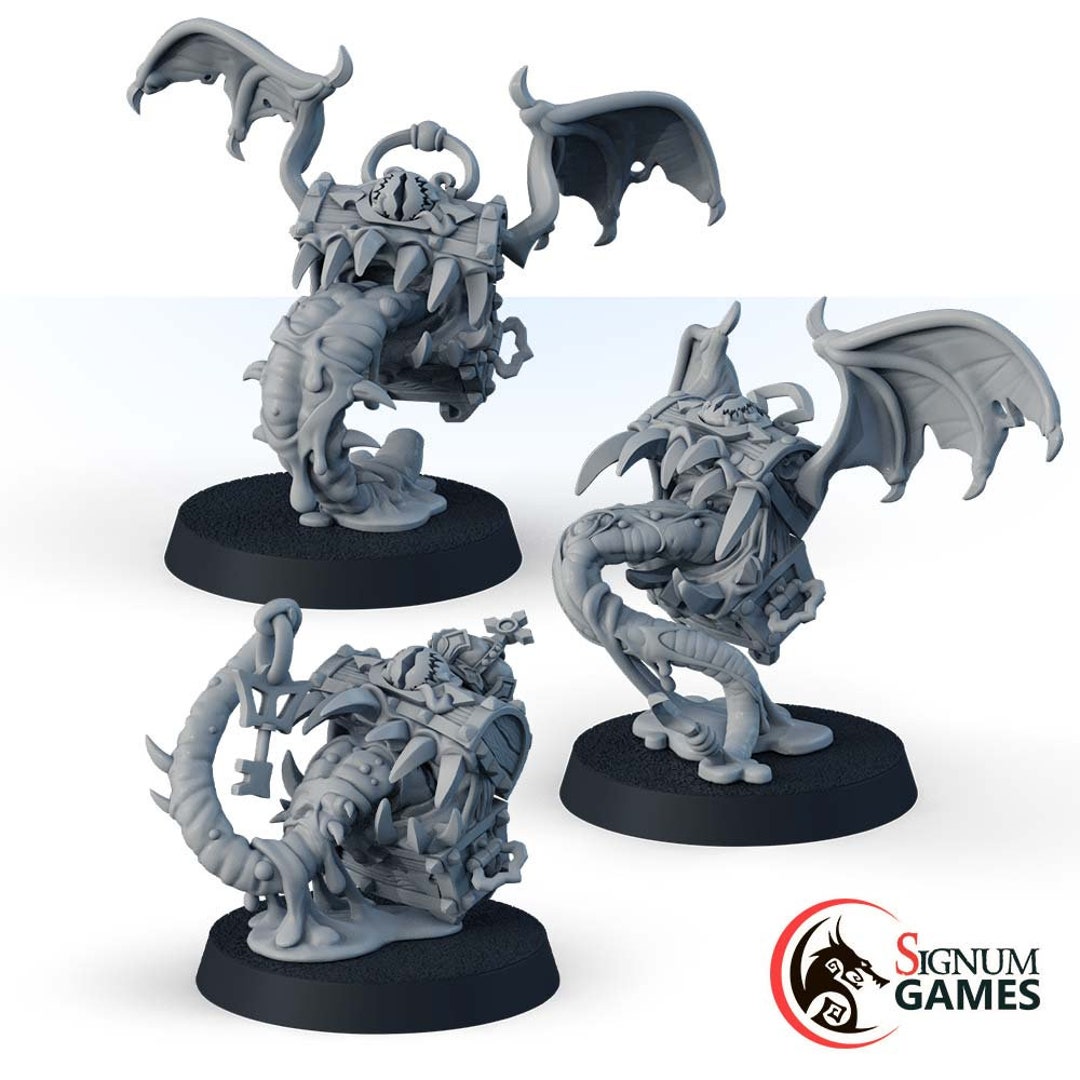 Evil Mimic Set Fantasy Miniatures, Mimic Miniature for Dungeons and ...