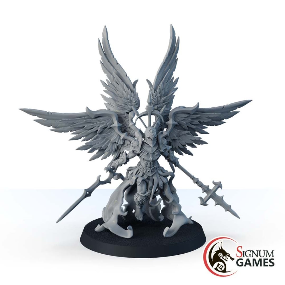 Celestial Knight 01 With Sword and Spear, Barbarian Nephilim Miniature ...