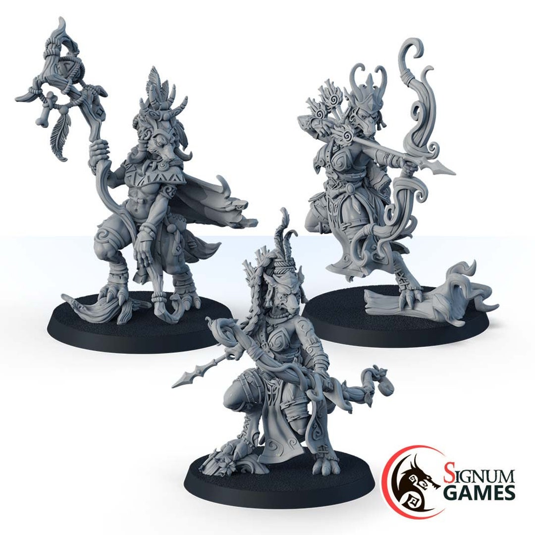 Fantasy Wolfen Warriors Archers, Vestal Huntresses Set, Tabletop ...
