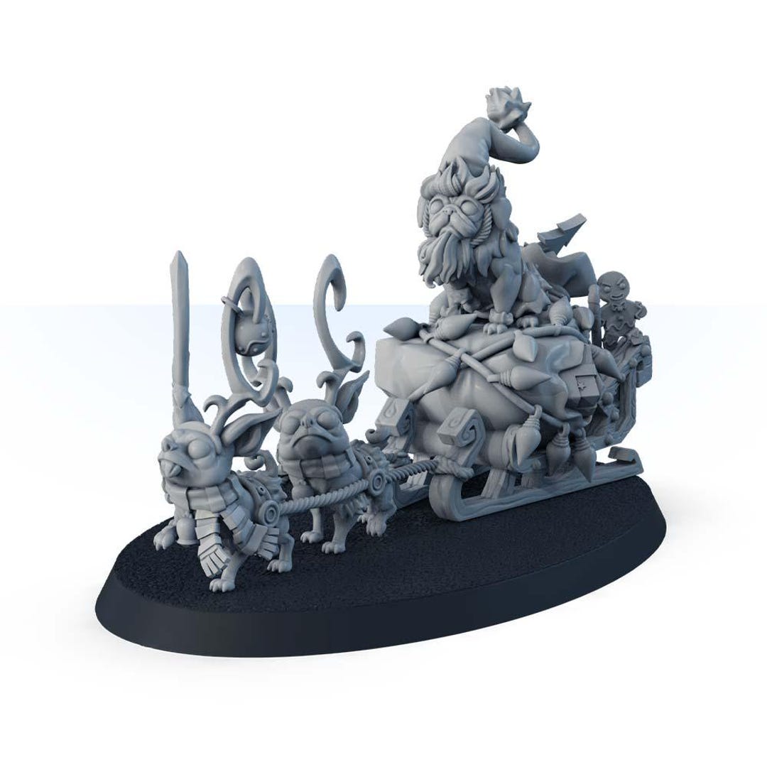 Santa Pug, Fantasy Christmas Sleigh Gift Box, 32mm Scale Fantasy ...
