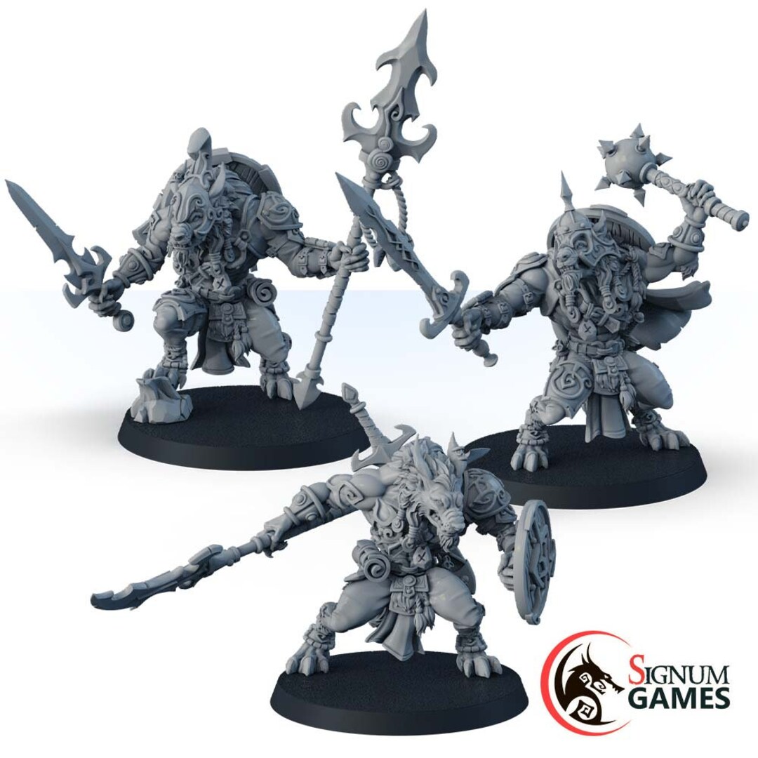 Fantasy Beastman Miniatures, Wolfen Warriors Set, Miniature Tabletop ...