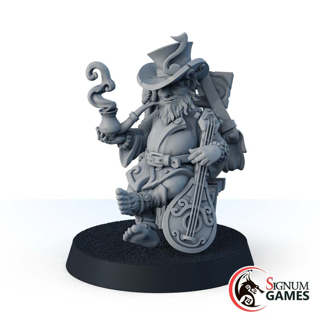 Fantasy Halfling Bard 28mm, 32mm Scale Resin Miniature, Halfling Bard ...