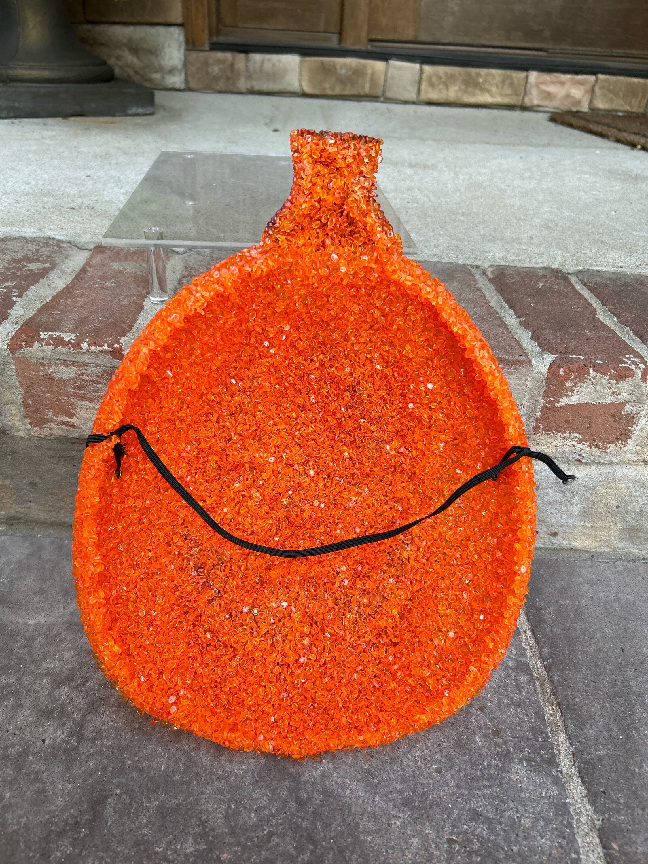 Vintage Halloween Jack-o-lantern Pumpkin Popcorn Mask, Melted Plastic ...