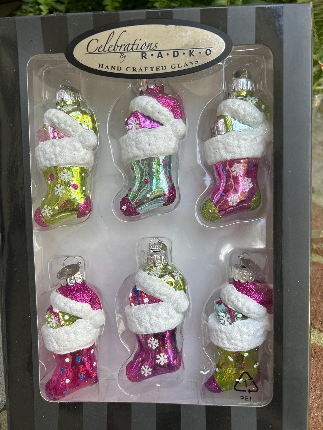 Christopher Radko Celebrations, Bright Christmas Stockings 3" Hand ...