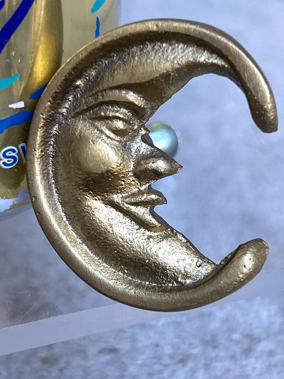 Vintage Brass Moon Drawer Pull, Drawer Knob, Cabinet Hardware Crescent ...