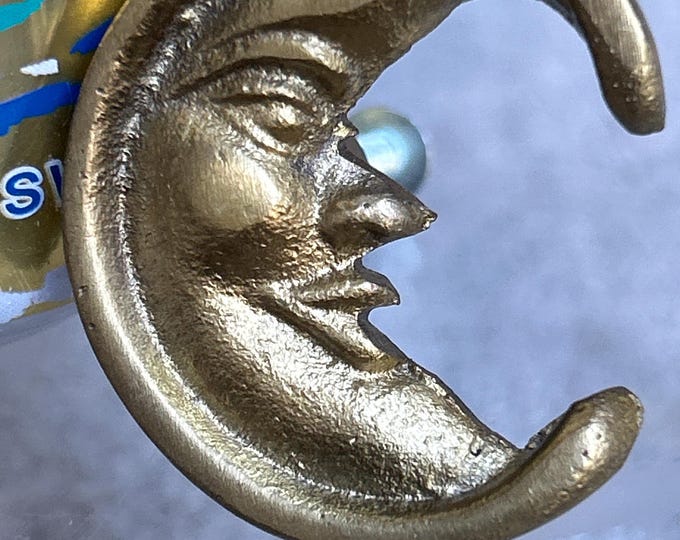 Vintage Brass Moon Drawer Pull, Drawer Knob, Cabinet Hardware Crescent ...