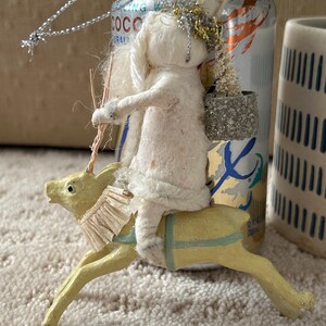 Vintage Wendy Addison Christmas Pageant Santa Riding Reindeer Ornament ...