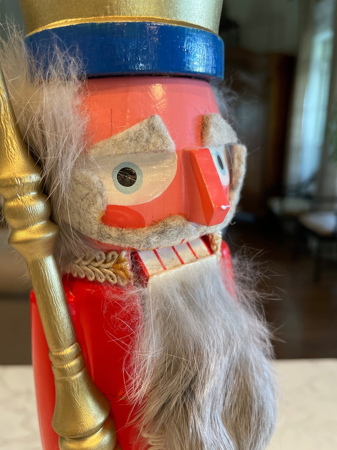 Vintage Nutcracker King,erzgebirge Area,rabbit Fur, Ornate Braid ...