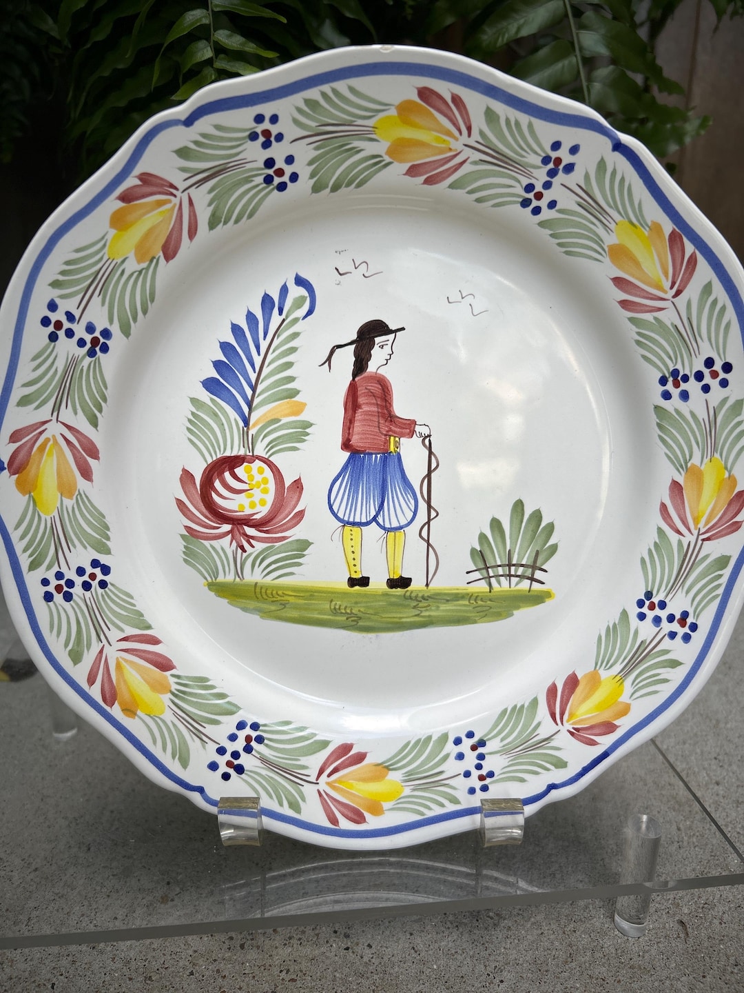 Vintage Quimper Pottery Henroit Breton (man) Ceramic Plate 10 ...