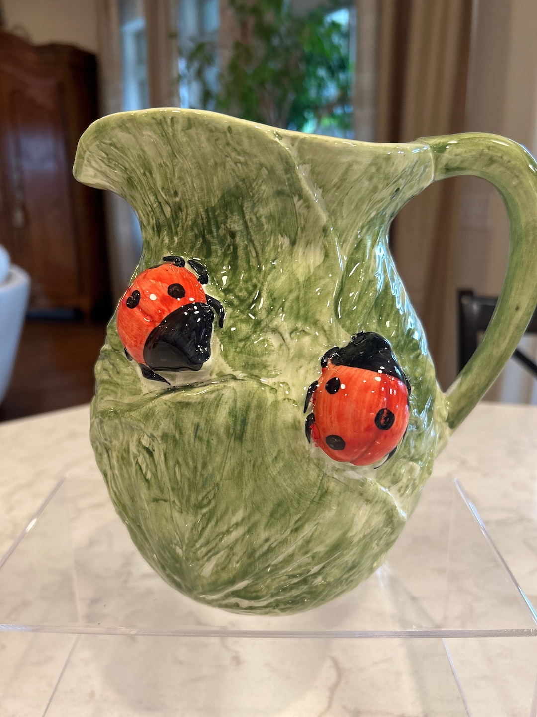 Vintage Italian Valli Ceramiche Ceramic Majolica Large Cabbage Pitcher ...