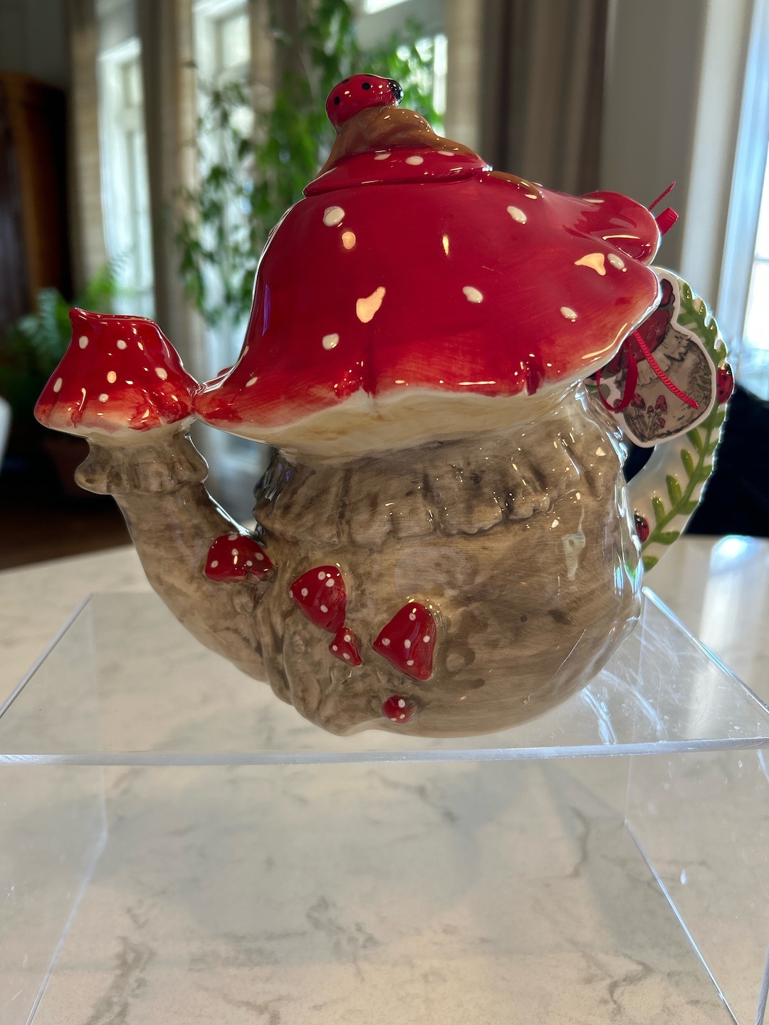 Blue Sky Clayworks Mushroom Teapot Toadstool Teapot Woodland Decoration ...