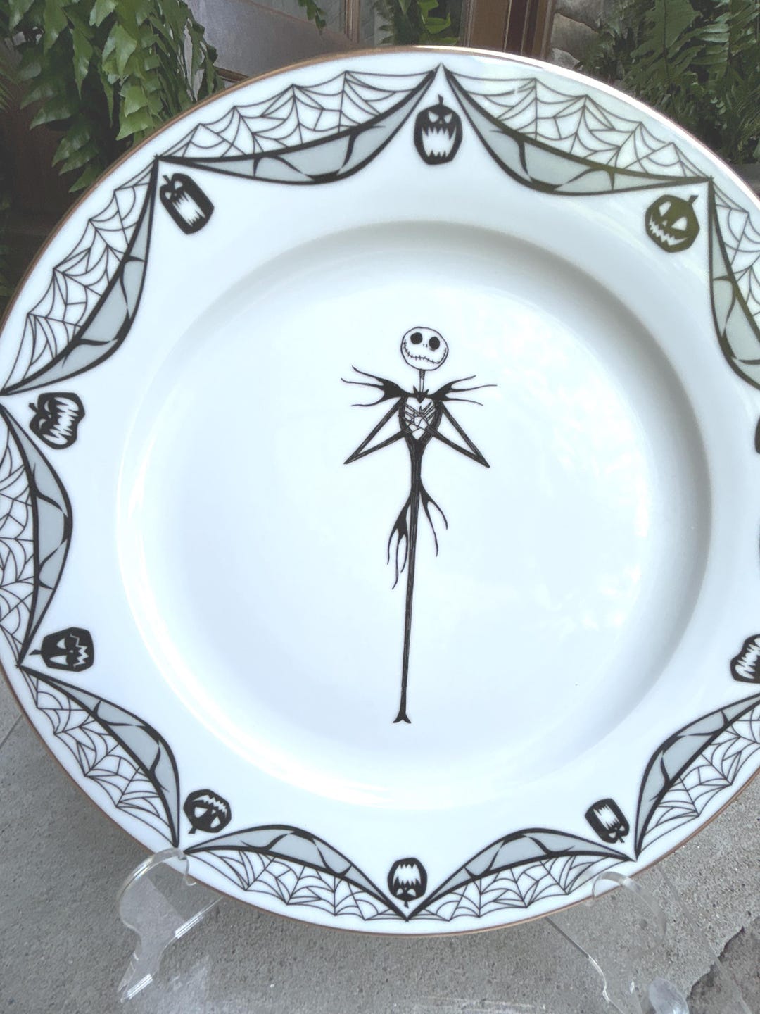 Jack Skellington Ceramic W/ Gold Trim, Dinner Plate Disney Tim Burton ...