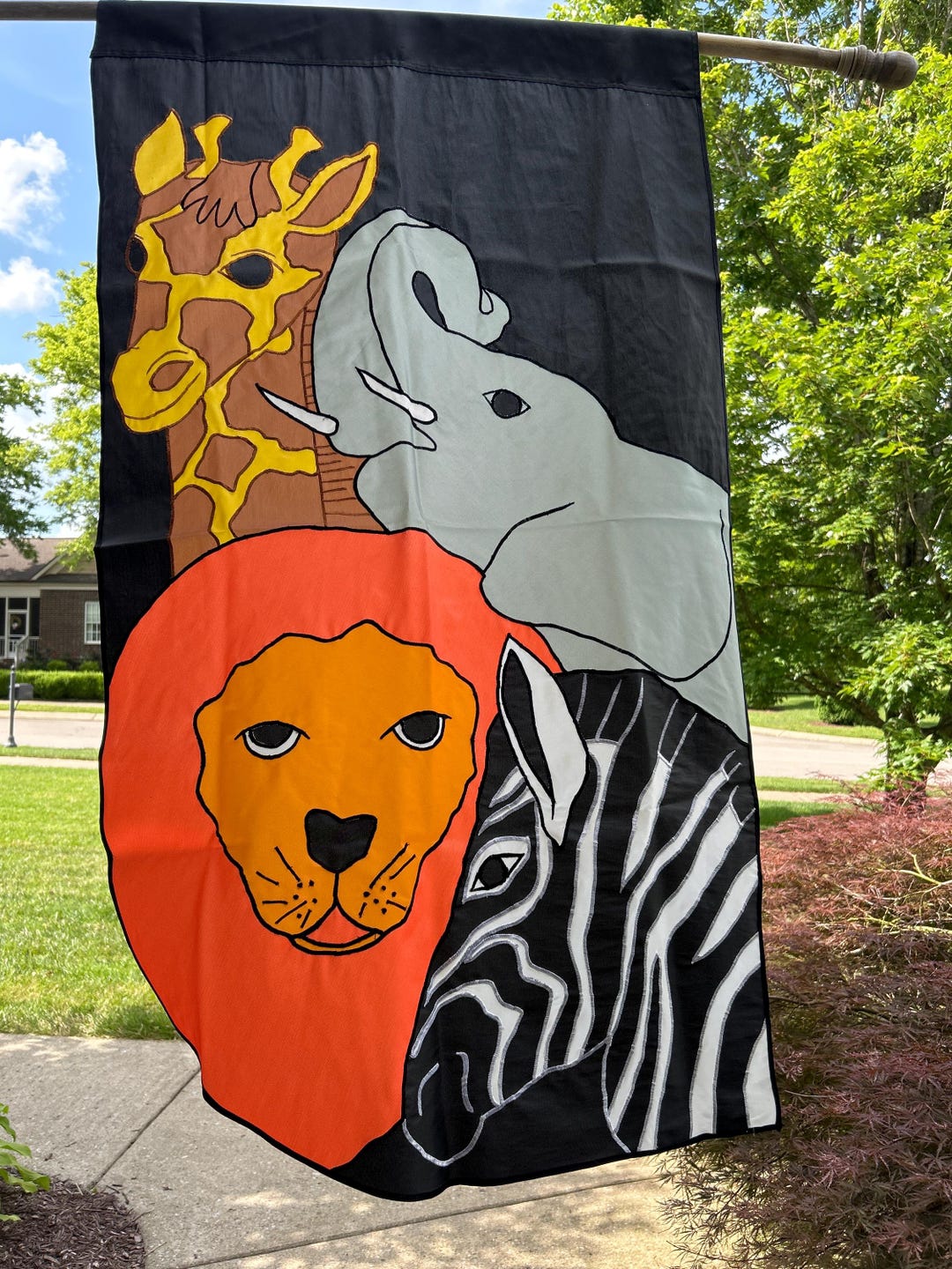 Safari Animals, Zoo Animal, Child's Birthday Appliqué Large Nylon House ...