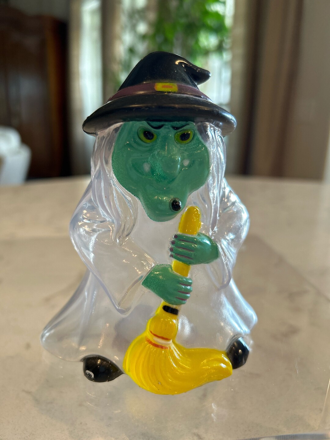 Vintage Halloween Witch Molded Plastic Coin Bank, Halloween Decoration ...