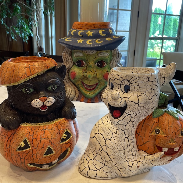 Ceramic Ghost With Halloween Pumpkin - Etsy