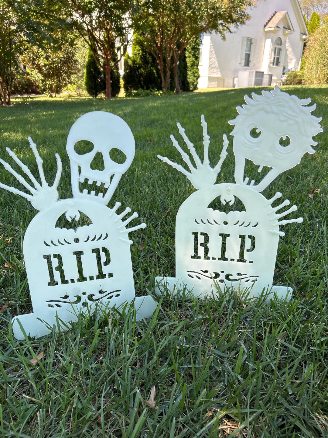 Vintage Halloween Peek-a-boo Glow in the Dark Tombstones Set of 2 ... Vintage Halloween Peek-a-boo Glow in the Dark Tombstones Set of 2 ...