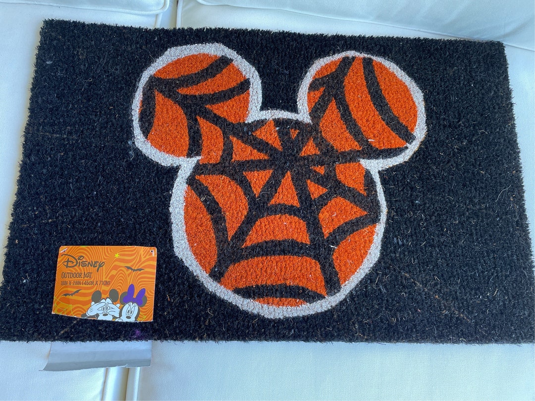Disney Halloween Mickey Spider Web Silhouette Outdoor Coir Fiber Mat ...