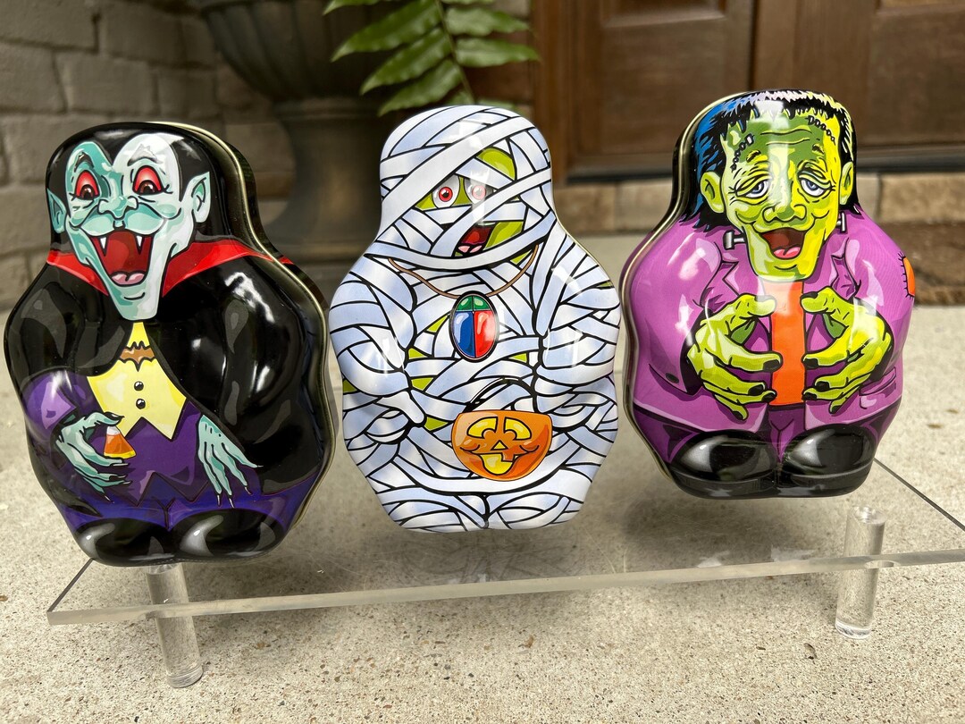 Halloween Monster Metal Tin Candy Box, Candy Container, Halloween Candy ...