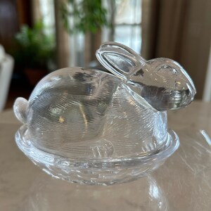 Vintage Lidded Clear Glass Bunny Candy Jar, Easter Rabbit Candy Dish ...