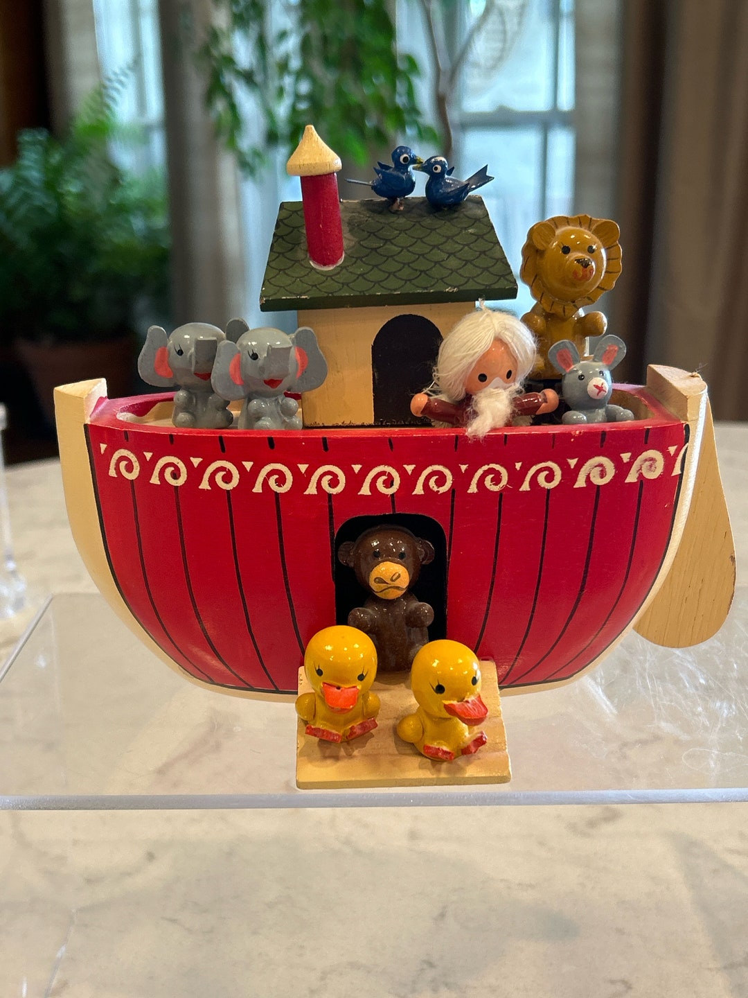 Vintage Enesco Wooden Noah's Ark Music Box, Plays " Talk to the Animals ...