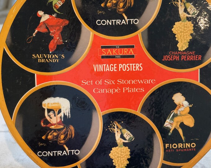 Sakura Table Set of 6 Canape Appetizer Plates Vintage Posters by ...
