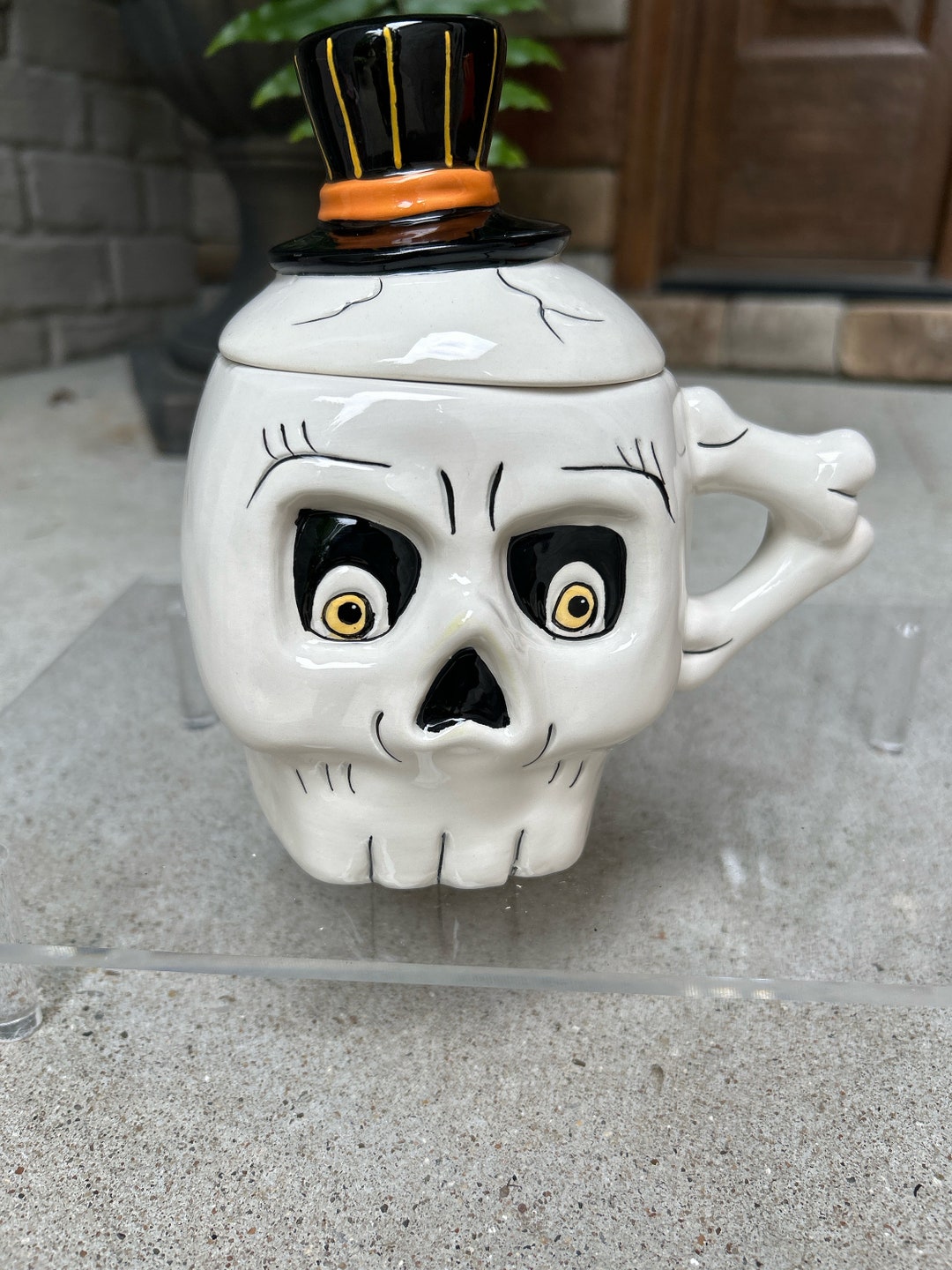 Halloween Skeleton W/ Top Hat Transpac by Shelly Comiskey, Ceramic ...