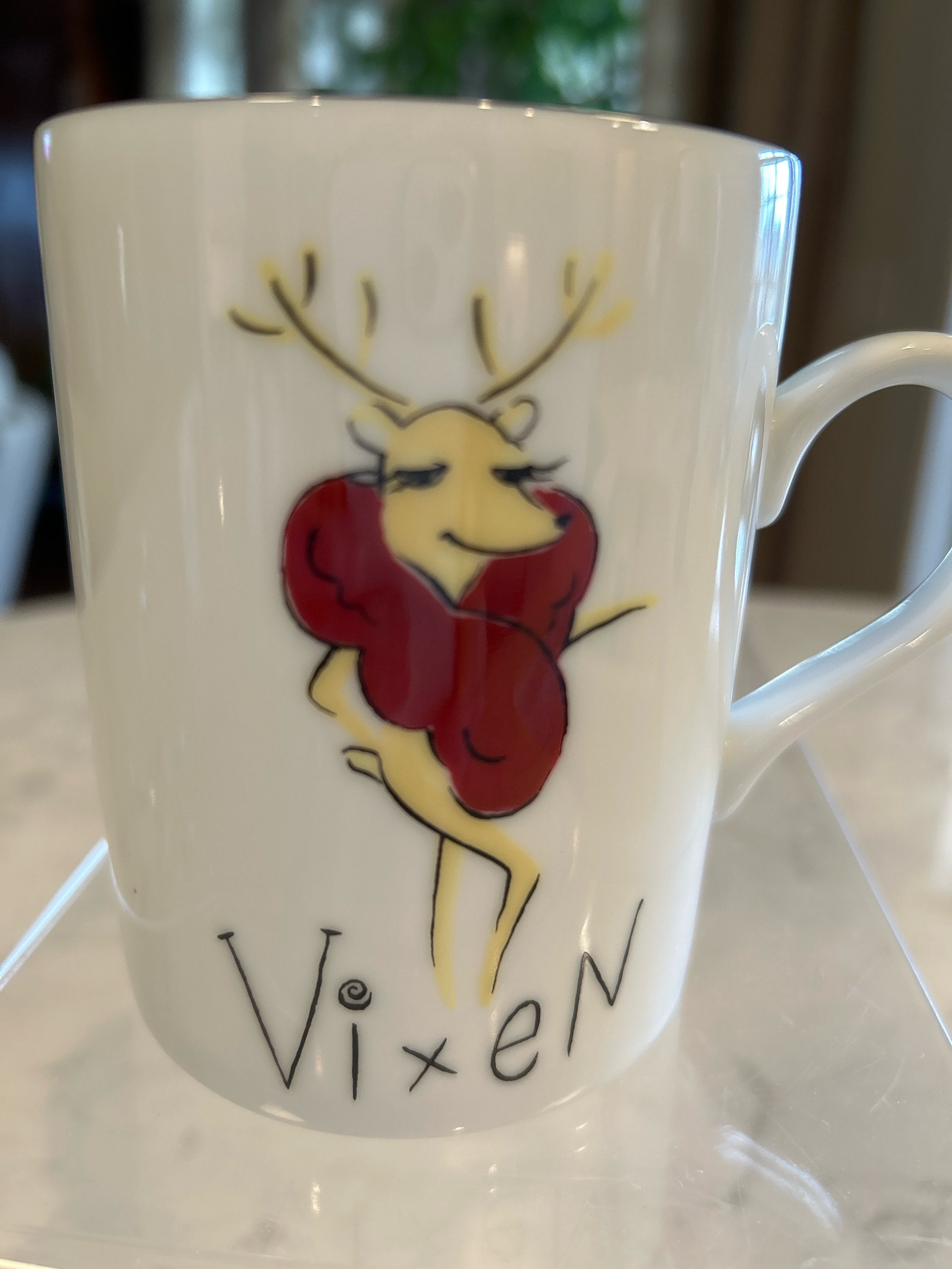 Pottery Barn Reindeer Mug by Pottery Barn China Pottery Barn Christmas Reindeer Santa s Reindeer Retired 12oz Christmas Mug Coffee Cup Etsy