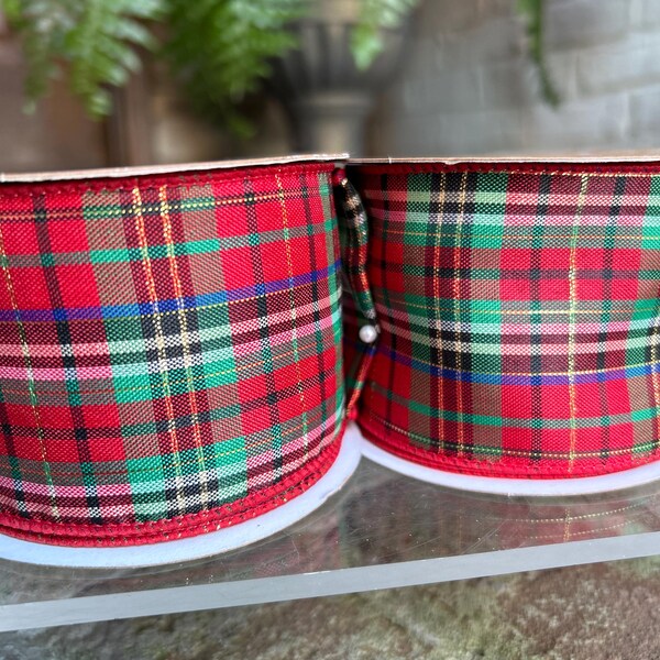 Red Plaid Ribbon - Etsy