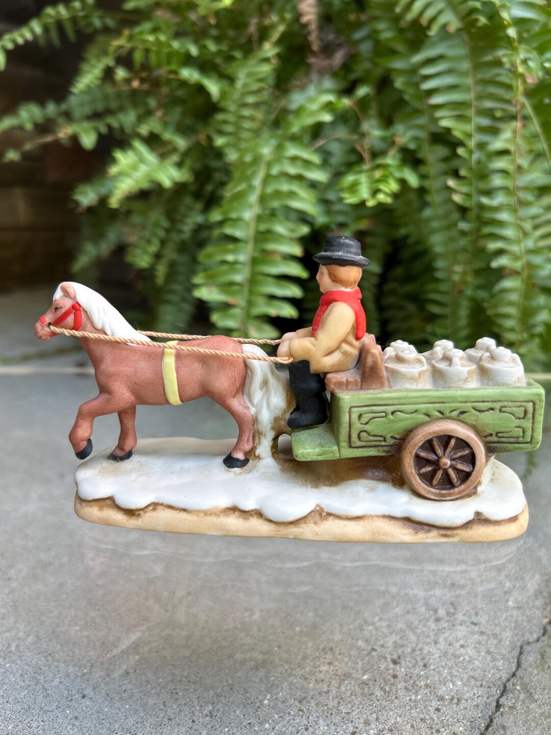 Geo Z. Lefton Colonial Village Porcelain Matt's Milk Wagon Christmas ...