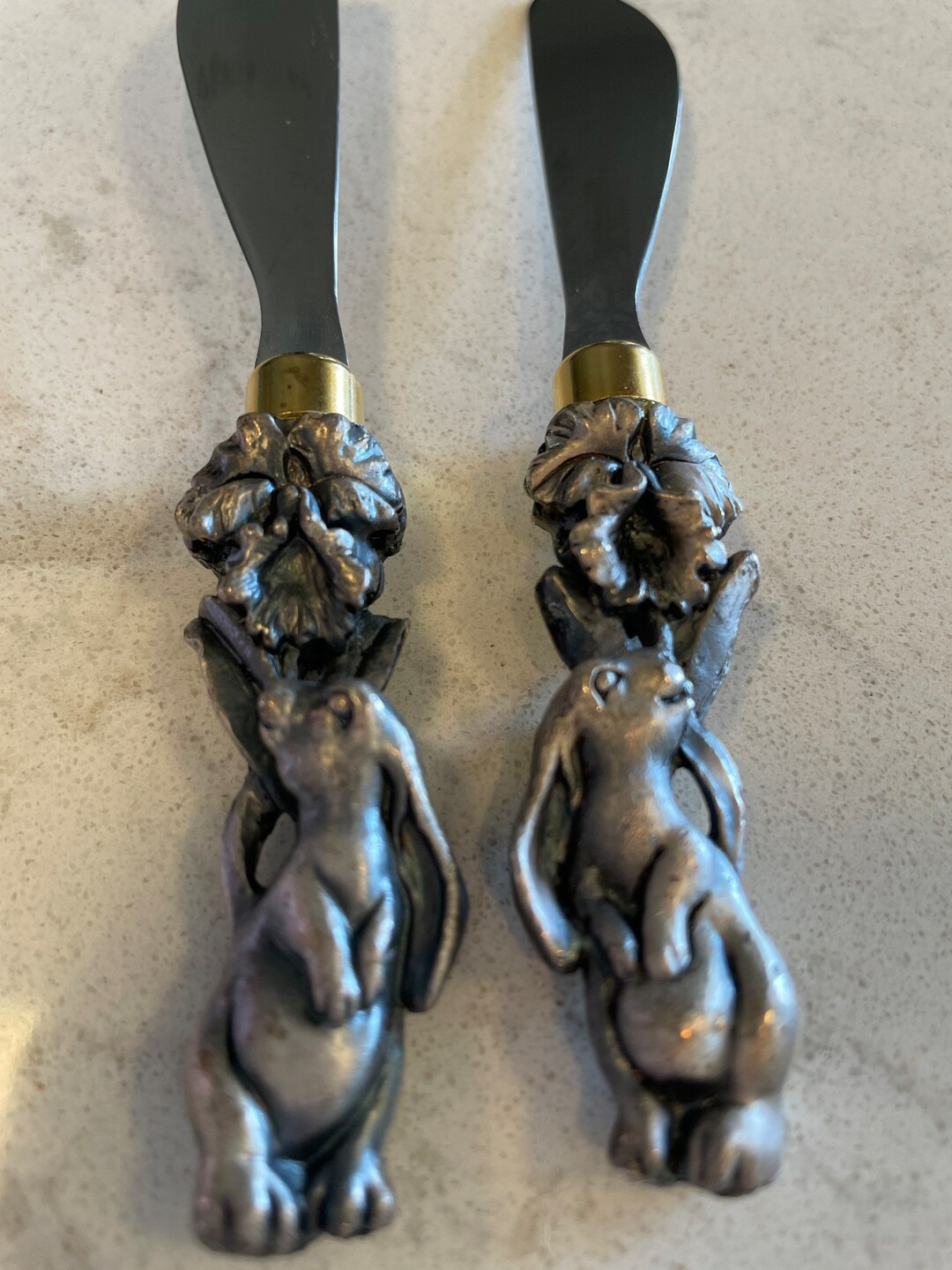 Arthur Court Bunny Rabbit/ Orchid Cheese Spreader Knives Set - Etsy