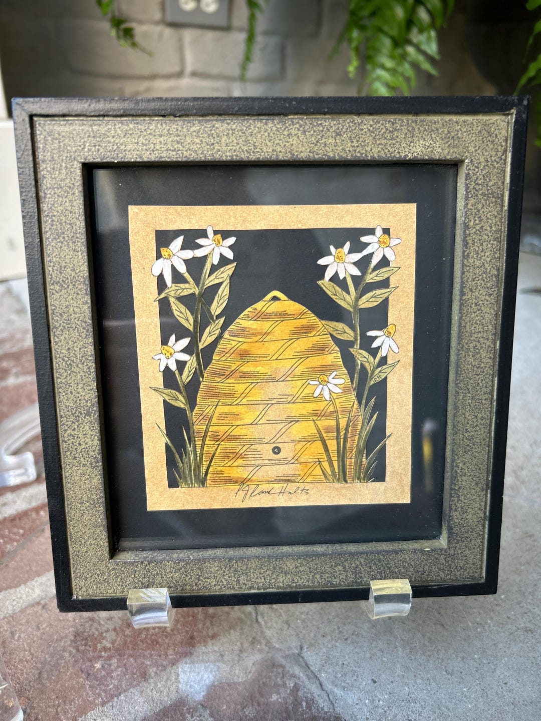 Primitive Folk Art Beeskep Framed Paper Cutting by P J Hults Folk Art ...